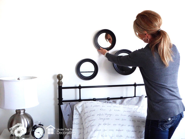 How to hang a group of mirrors in a bedroom | UTR Decorating